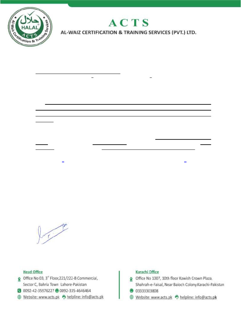 RAFHAN MAIZE PRODUCTS CO. LTD Halal RC Letter Cert | PDF