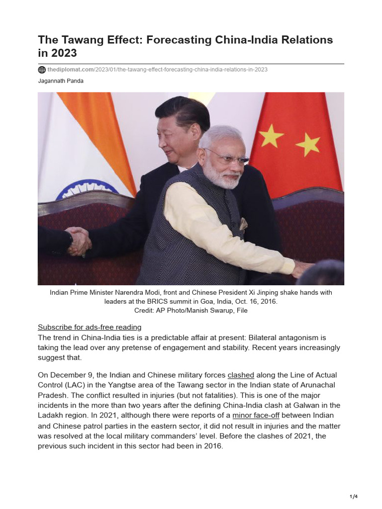 The Tawang Effect Forecasting China-India Relations in 2023 | PDF