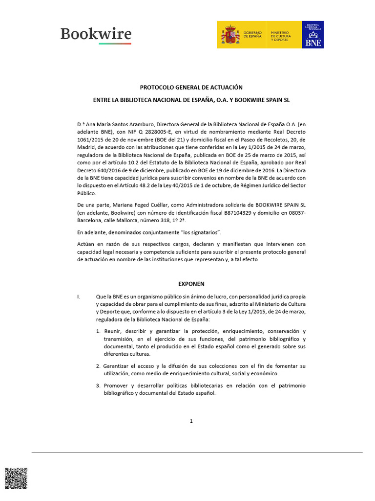 Protocolo General Actuacion Bne Bookwire | PDF