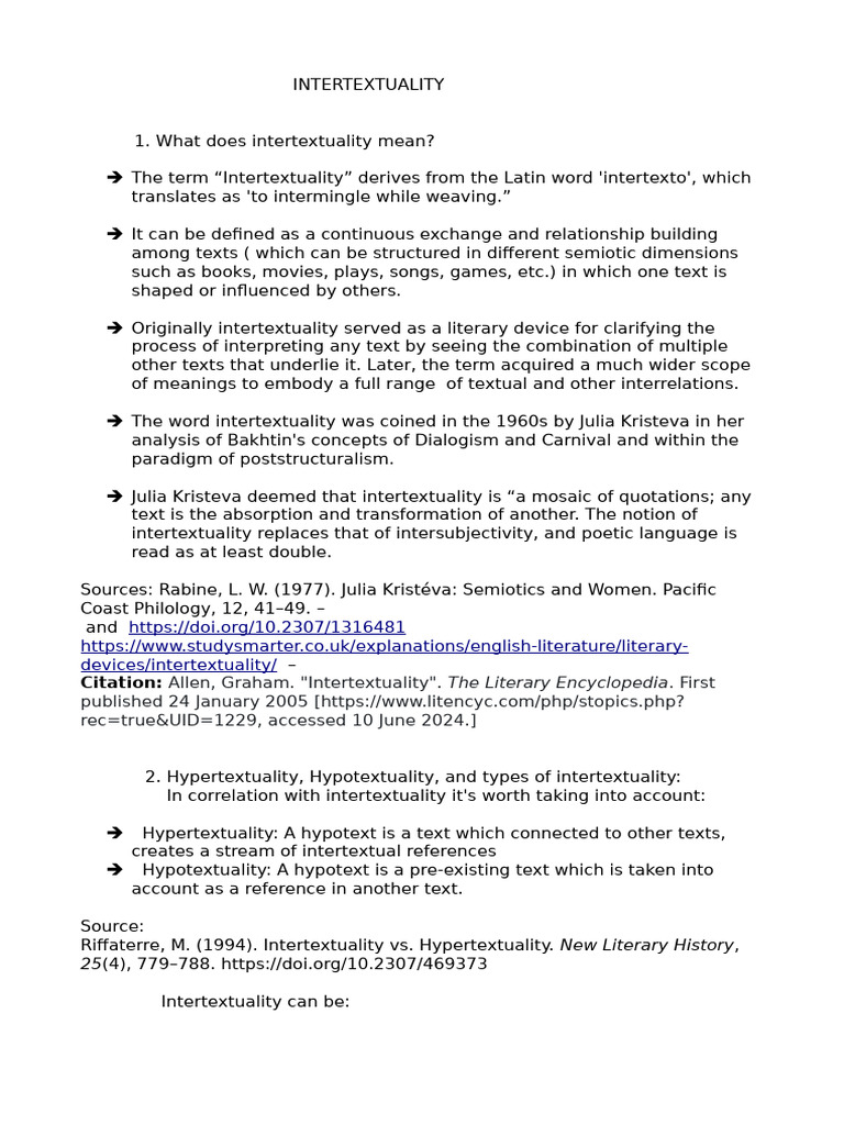 Intertextuality Material | PDF