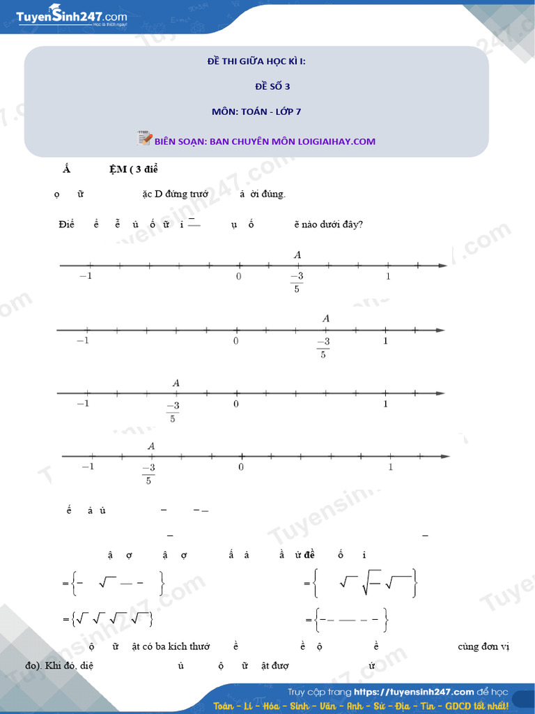 De Kiem Tra Giua Hoc Ki 1 Toan 7 de So 3 Chan Troi Sang Tao 1666600755 | PDF
