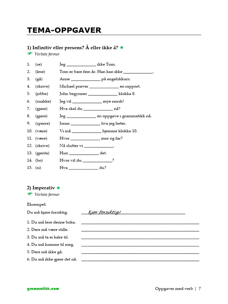 Oppgaver Med Verb | PDF