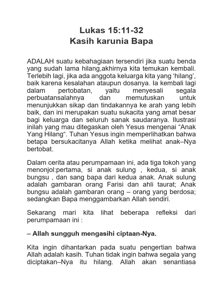 Kasih Karunia Bapa | PDF