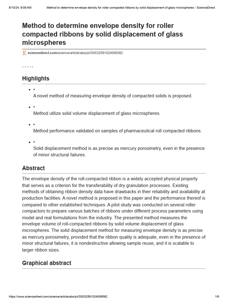 Method To Determine Envelope Density For Roller Compacted Ribbons by ...