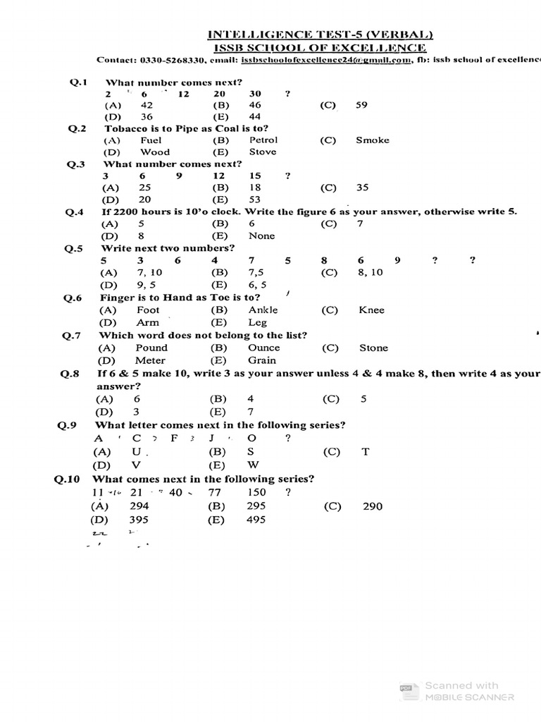 Intelligence Test 5 (Verbal) | PDF