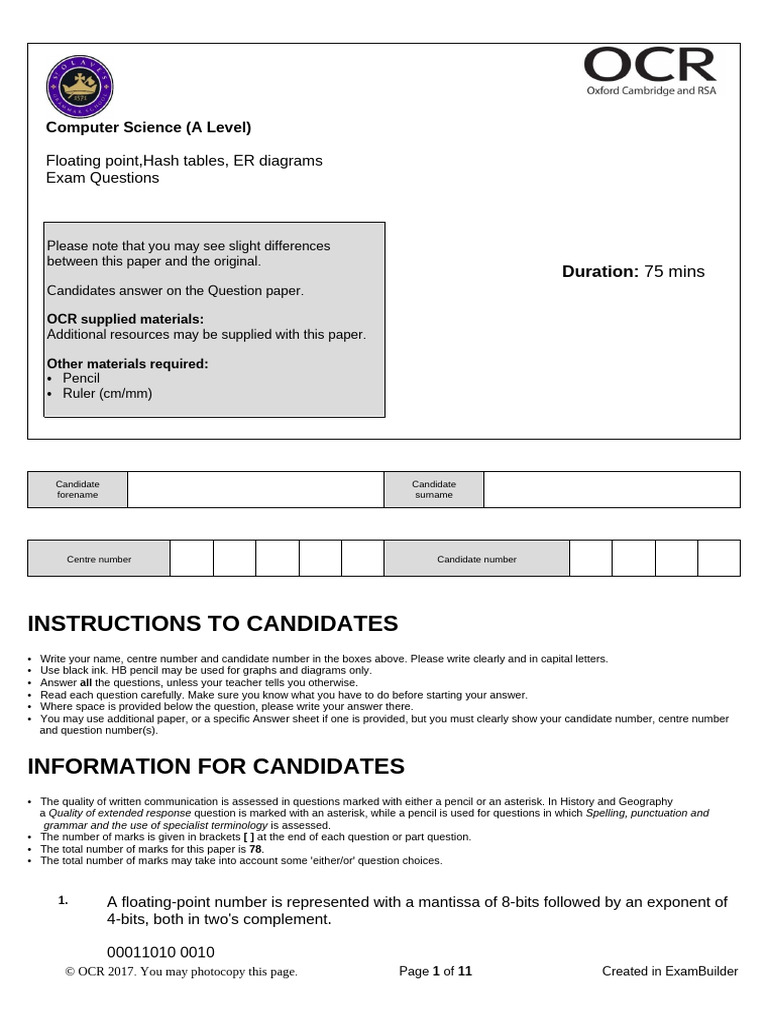 Floating Pointhash Tables ER Diagrams | PDF