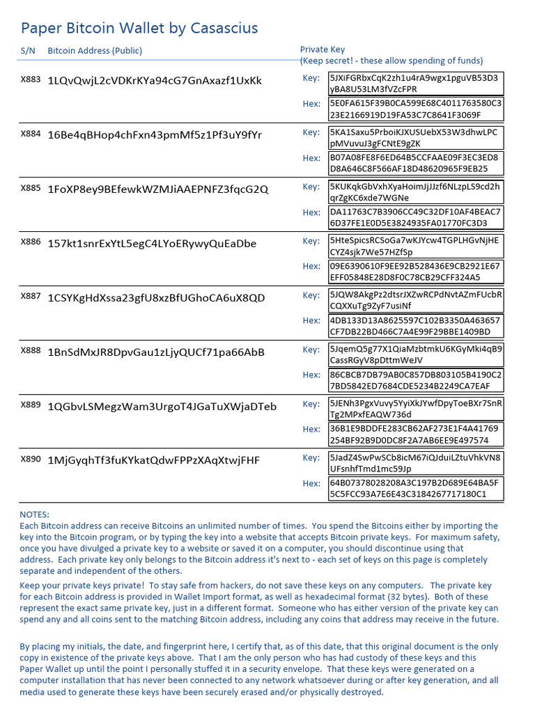Paper Wallet Sample | PDF