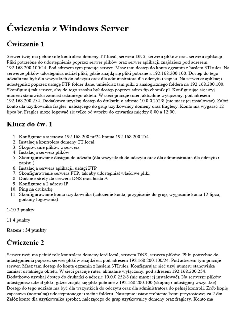 Ćwiczenia Z Windows Server - SOISK Systemy Operacyjne I Sieci ...