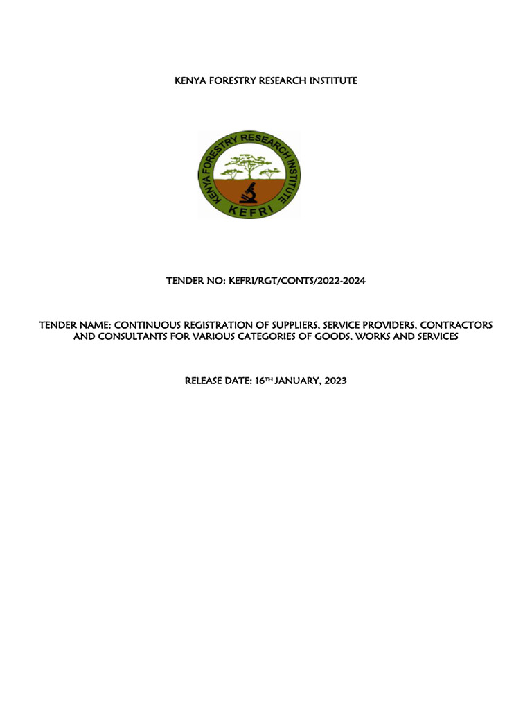 Continuous Registration of Suppliers KEFRI | PDF