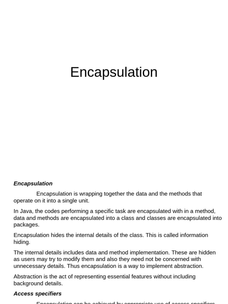 Encapsulation | PDF