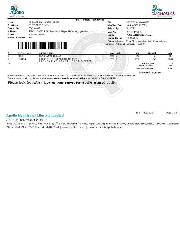 Apollo247 247373257 Labinvoice Complete | PDF