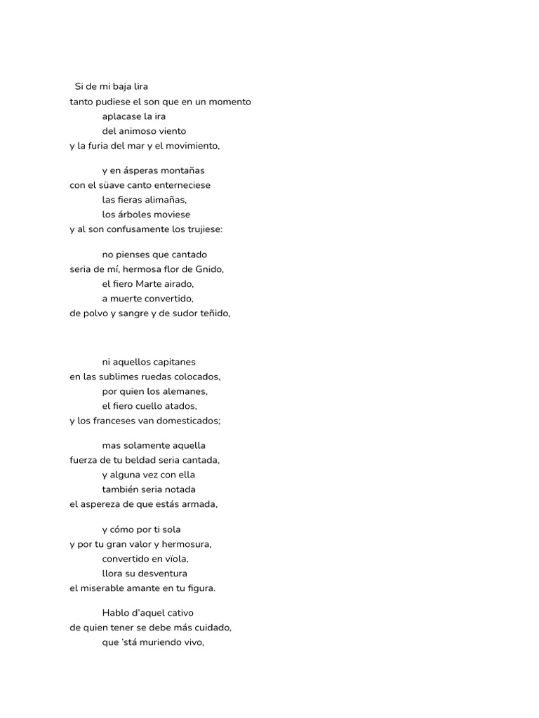 Poema Núm2 Garcilaso "Si de Mi Baja Lira" | PDF