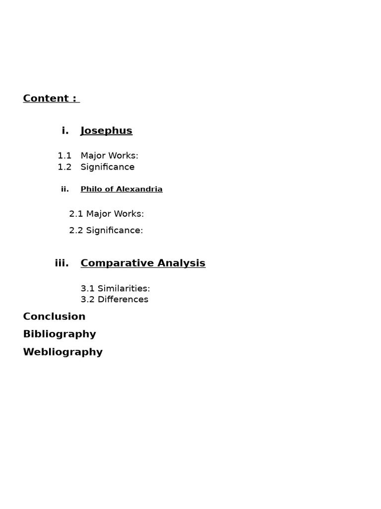 Content: I. Josephus: 1.1 Major Works: 1.2 Significance | PDF