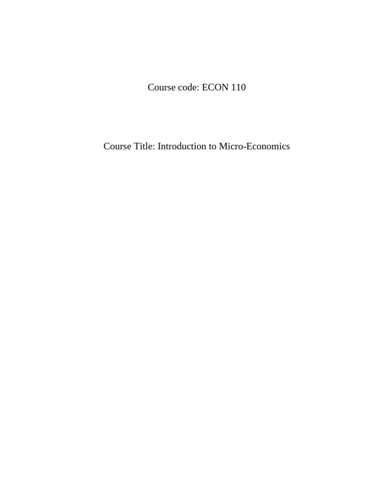 Econ 110 Notes 2023 | PDF