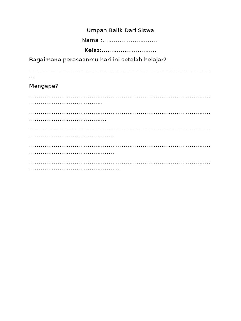 Umpan Balik Dari Siswa | PDF