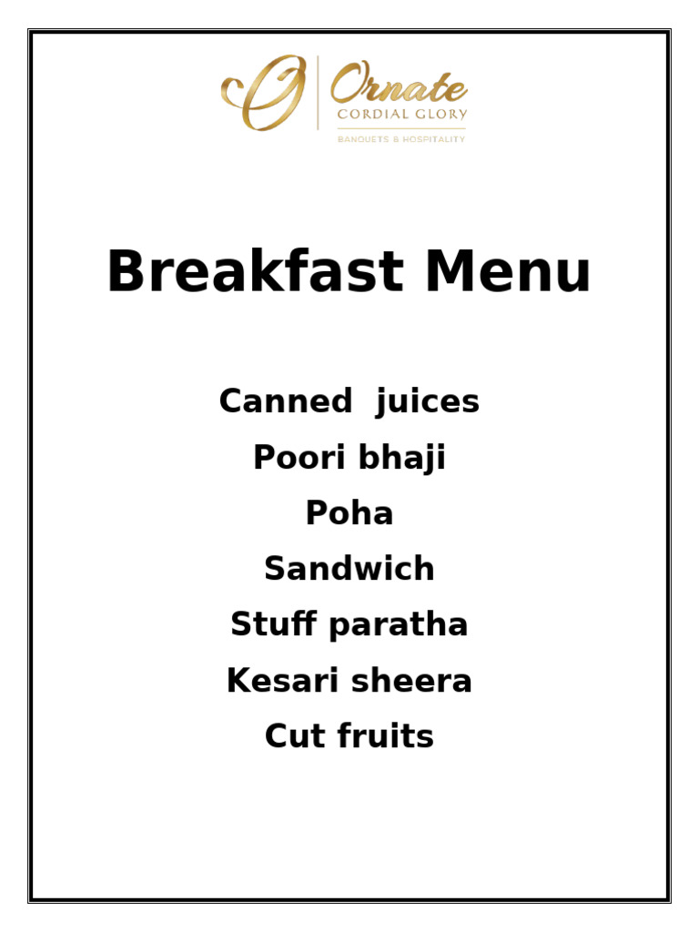 Breakfast Menu | PDF