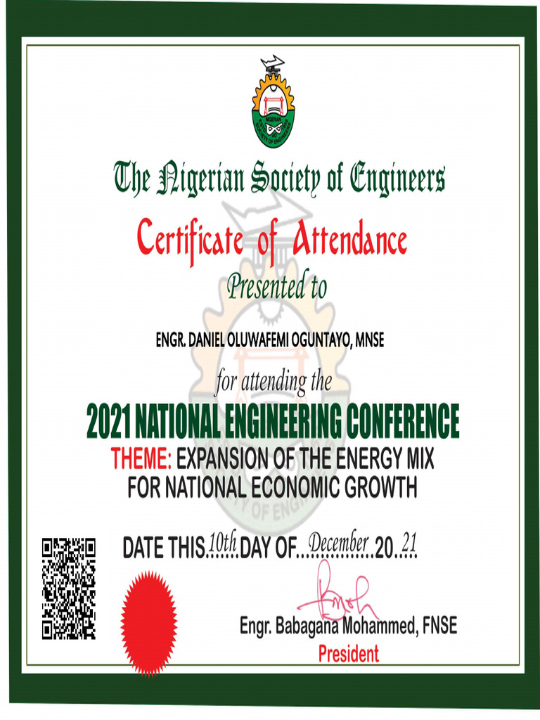 NSE Conference Certificate (Id - 11190) | PDF