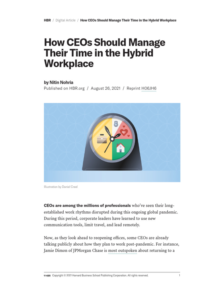 How CEOs Should Manage Their Time in The Hybrid Workplace | PDF