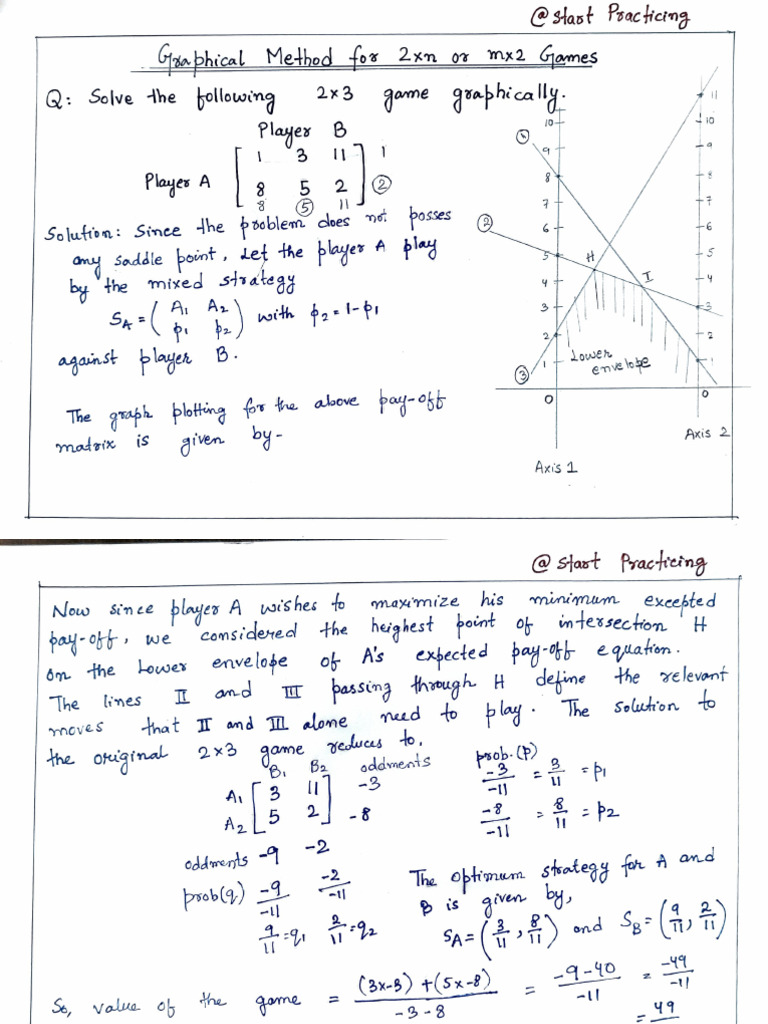Game Theory - Graphical Method Example | PDF
