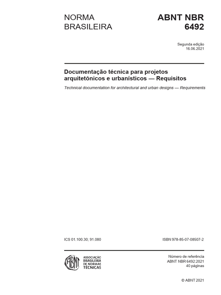 NBR 6492 21 - Documentação Técnica para Projetos Arquitetonicos e ...