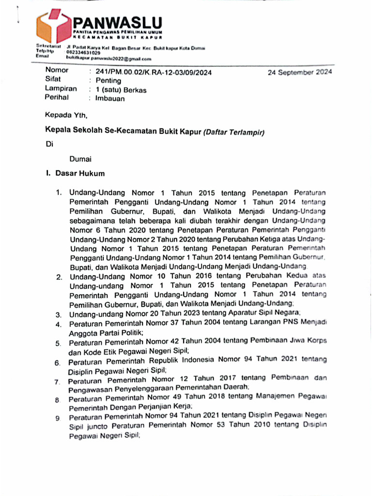 Surat Imbauan Panwaslu | PDF Surat Imbauan Panwaslu | PDF