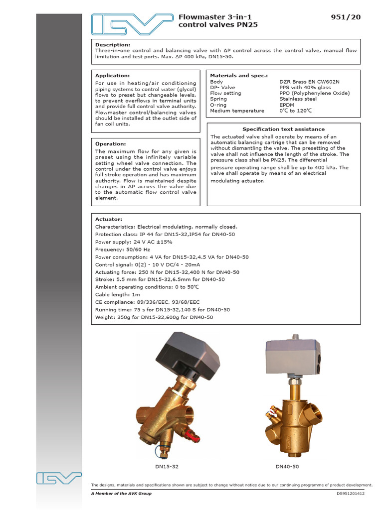 951-20-En ICV 3-In-1 Valve DN15-50 China | PDF | Valve | Electricity