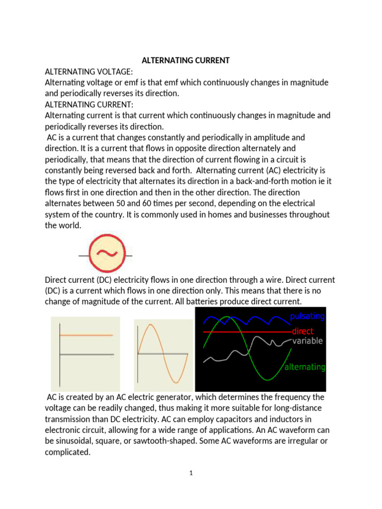Lesson Note On Alternating Current Circuit - Docx2 | PDF