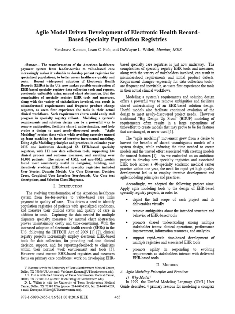 Agile Model Driven Development of Electronic Health Record-Based ...