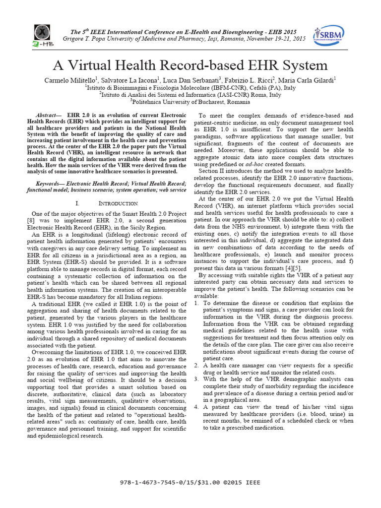 A Virtual Health Record-Based EHR System | PDF