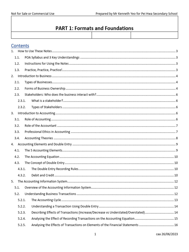 POA Revision Notes Sec 3 | PDF | Debits And Credits | Expense