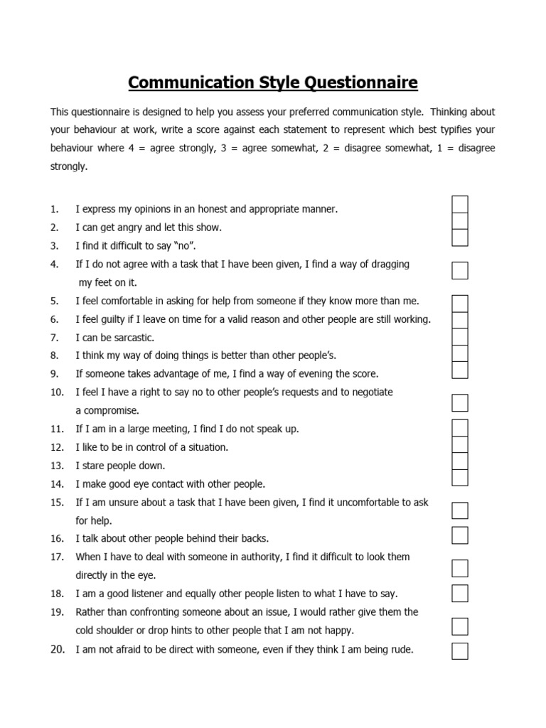 Communication Style Assessment Tool | PDF | Educational Technology ...