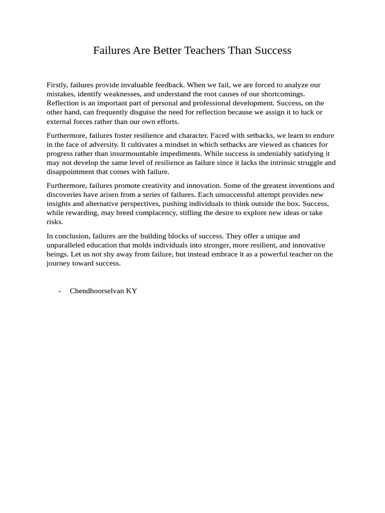 Failures Are Better Teachers Than Success | PDF