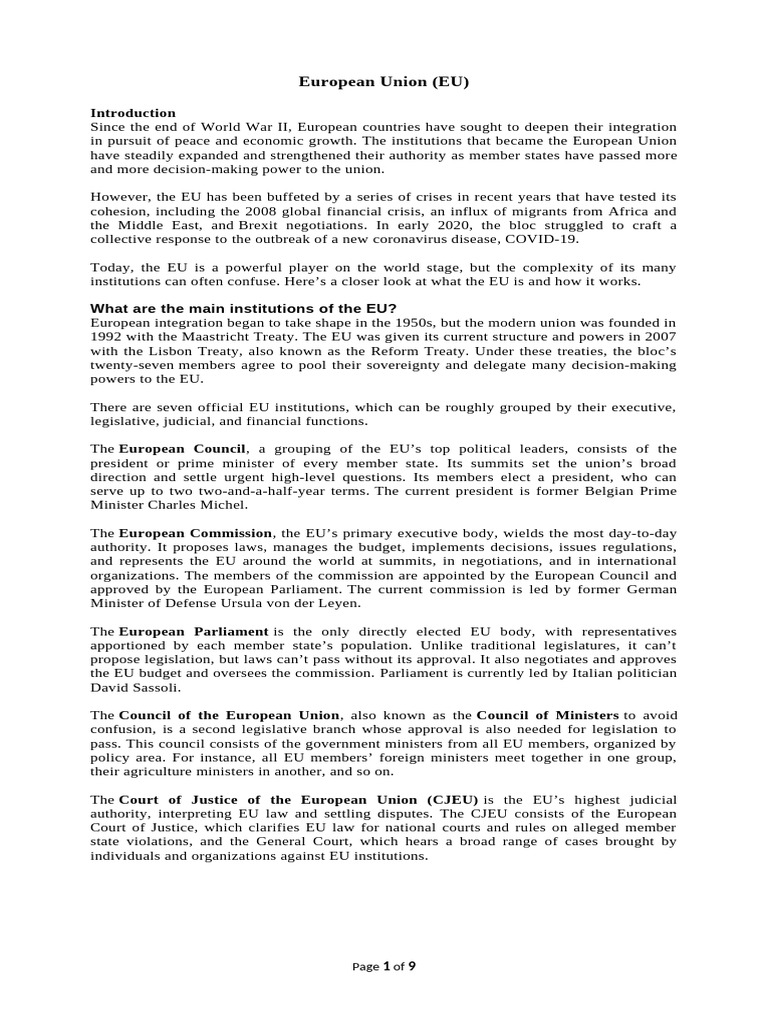 European Union | PDF