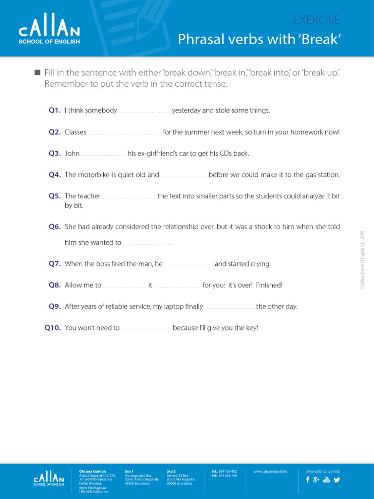 Phrasal Verbs With Break | PDF