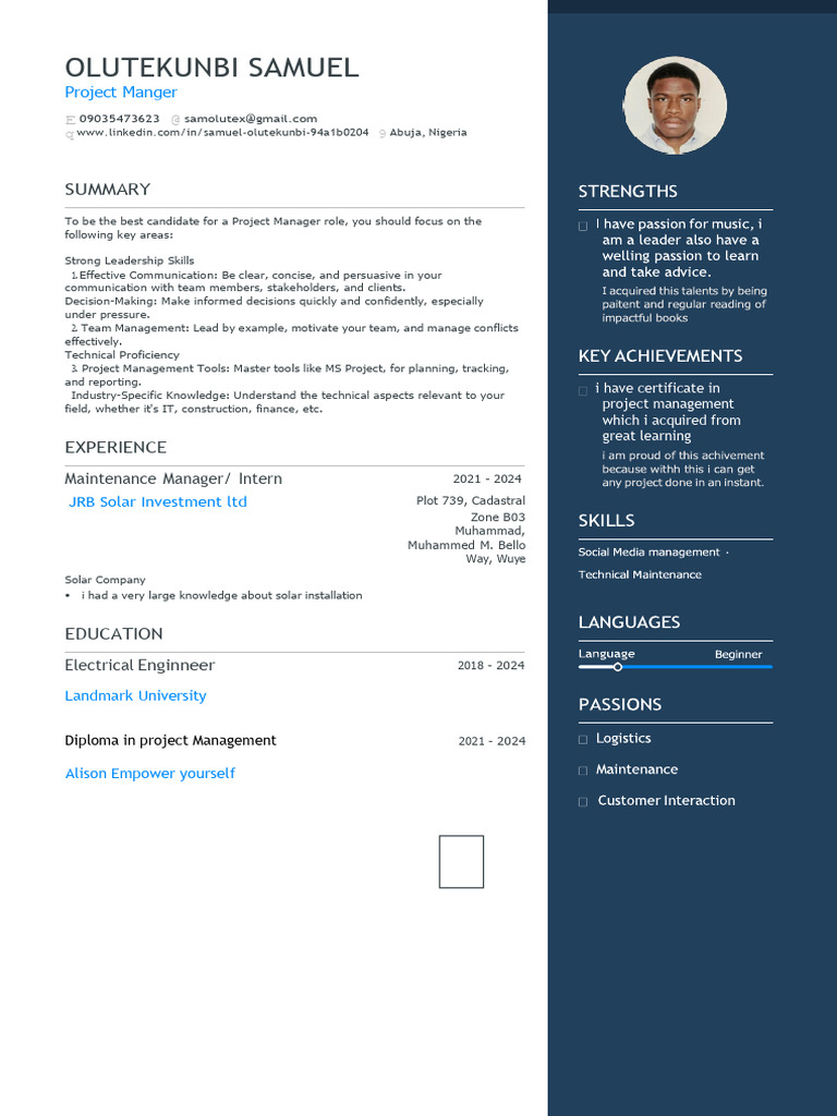Olutekunbi Samuel CV-word | PDF