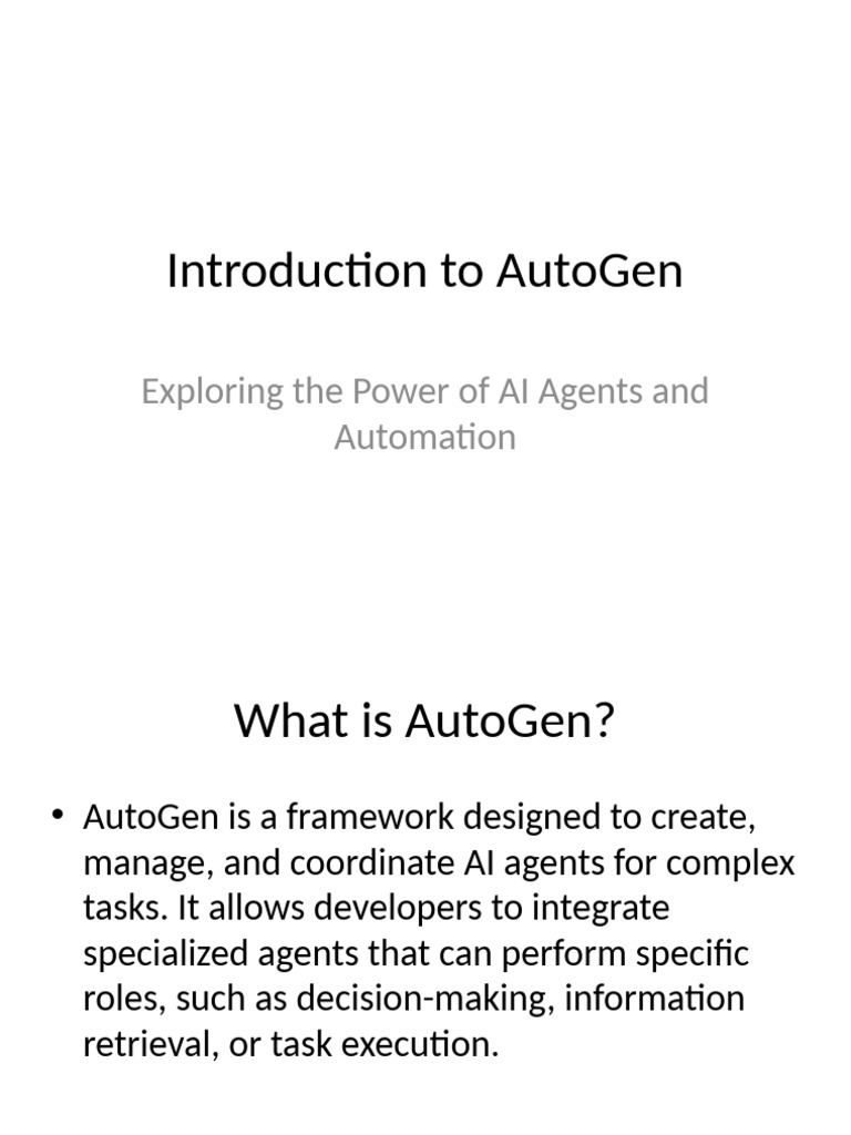 Autogen Presentation | PDF | Business | Technology & Engineering