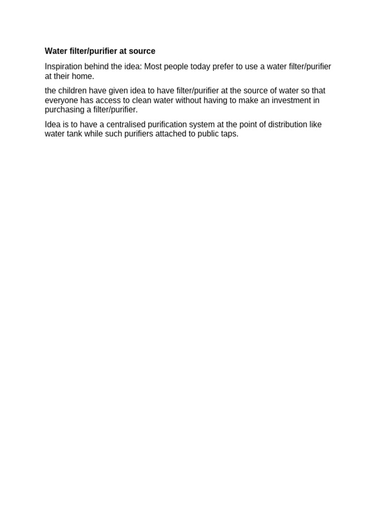 Water Filter/purifier at Source | PDF