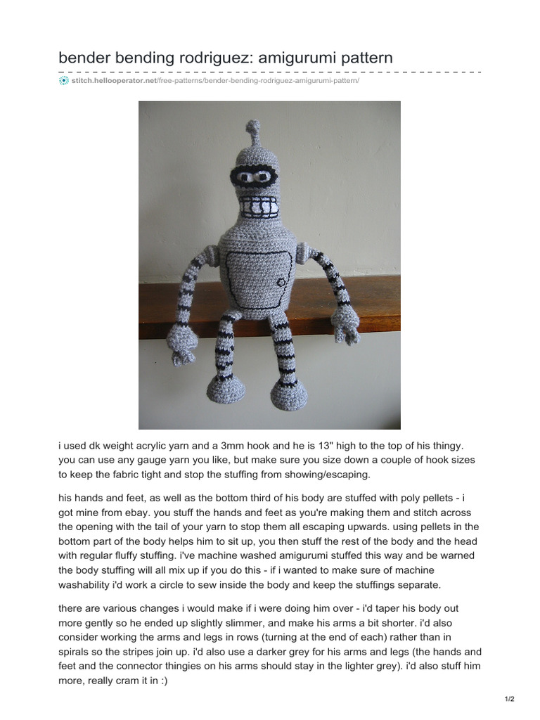 Bender Bending Rodriguez Amigurumi Pattern | PDF