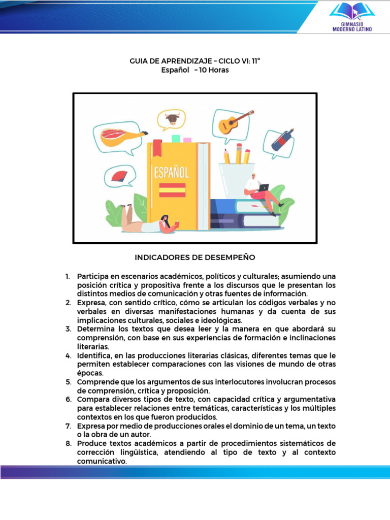 Guia de Aprendizaje Español VI | PDF