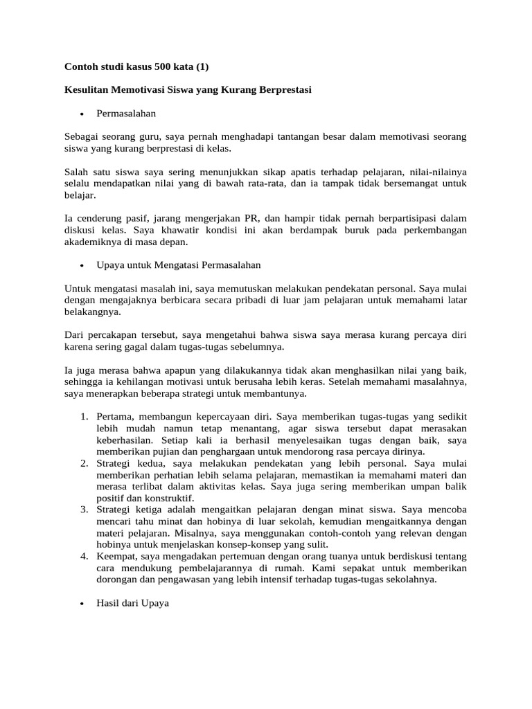 Contoh Studi Kasus 500 Kata | PDF