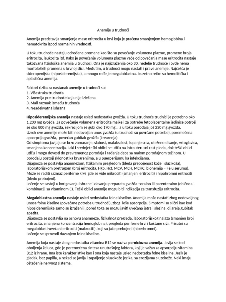 Anemije U Trudnoći | PDF