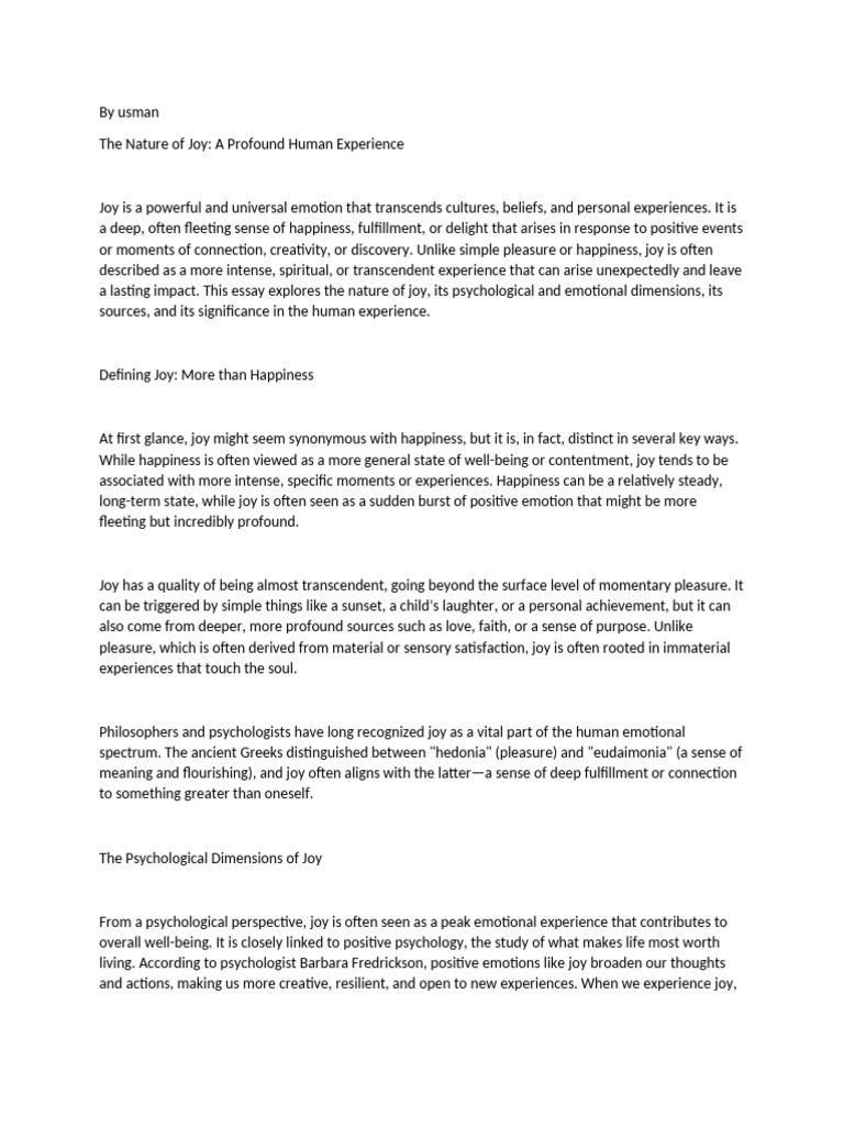 What Is Joy by Usman | PDF