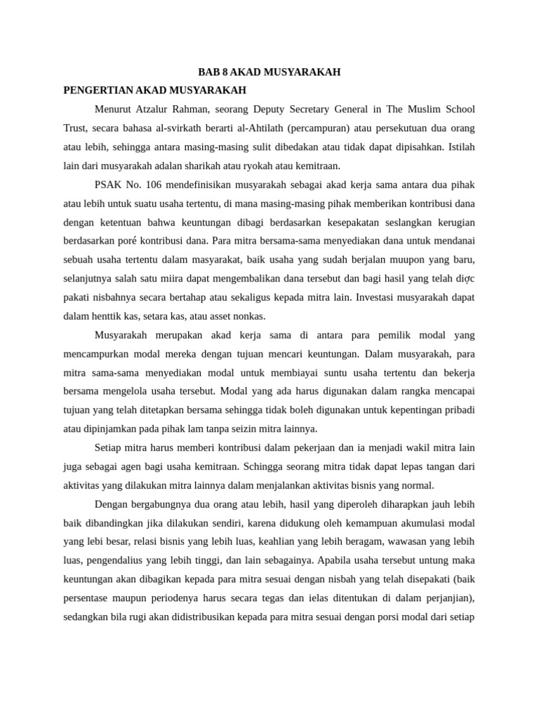 Bab 8 Akad Musyarakah | PDF
