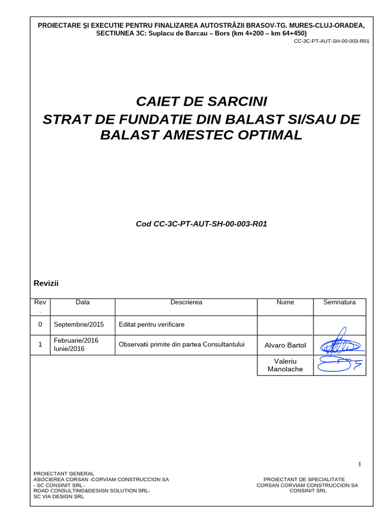 CC-3C-PT-AUT-SH-00-003-R00 - Start de Fundatie Din Balast | PDF