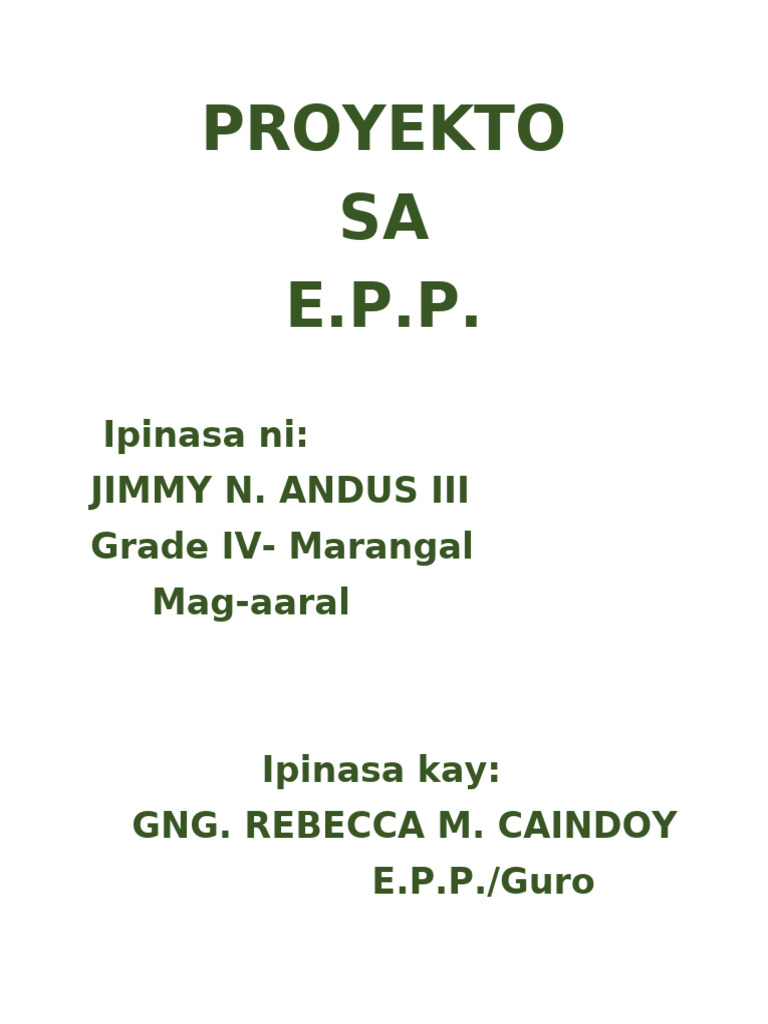 Proyekto Sa Epp | PDF
