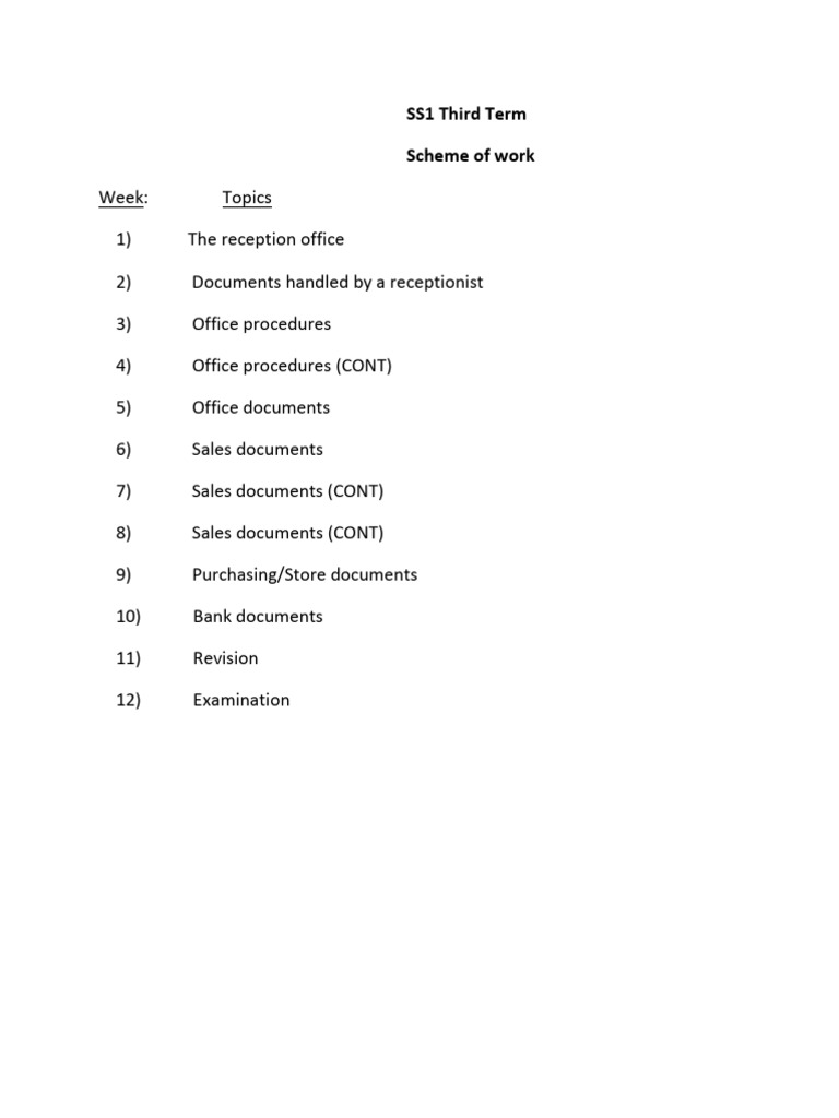 Ssi 3RD Term Scheme of Work | PDF | Telephone Number | Business