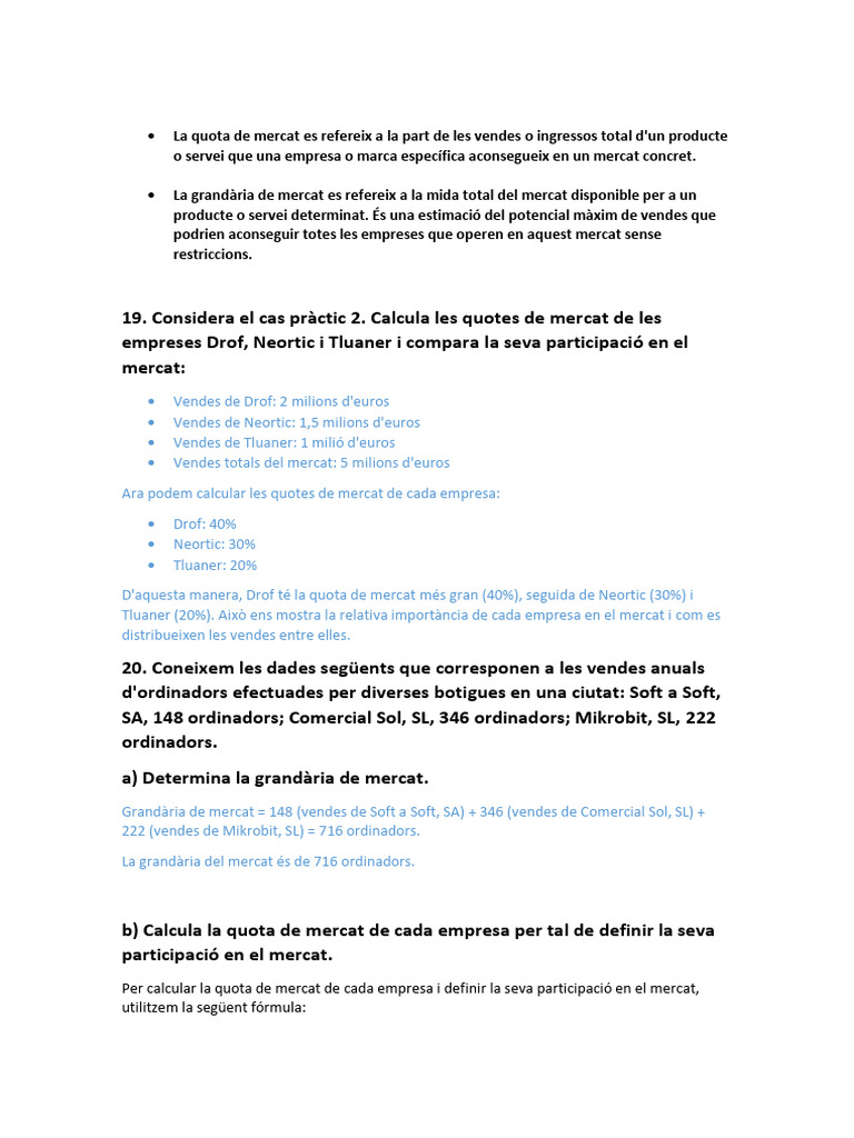 Quota de Mercat I Grandària de Mercat. Pàg. 39 Llibre de Text Editex. | PDF