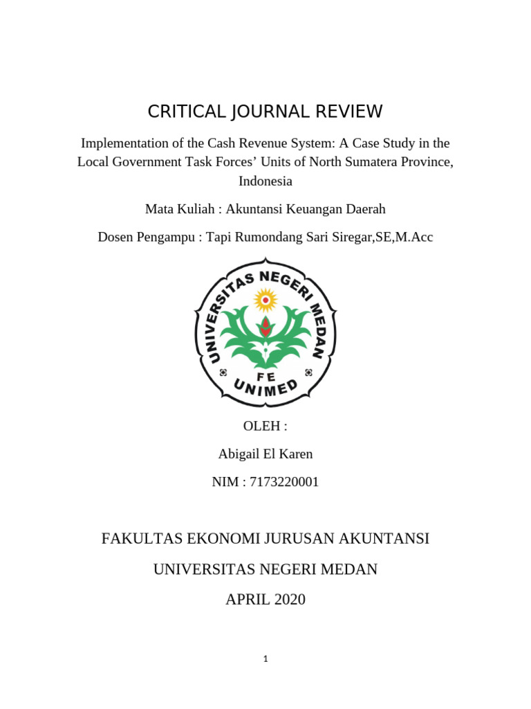 Critical Journal Review: Fakultas Ekonomi Jurusan Akuntansi Universitas ...