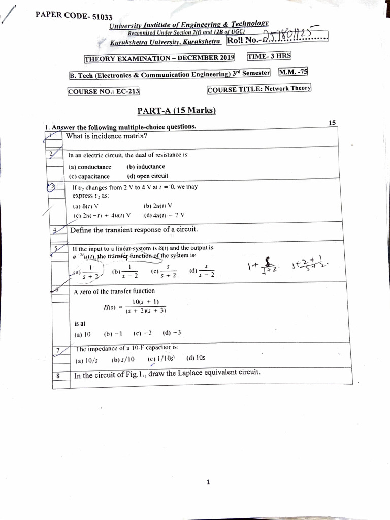 Network Theory Dec 2019 Pdf
