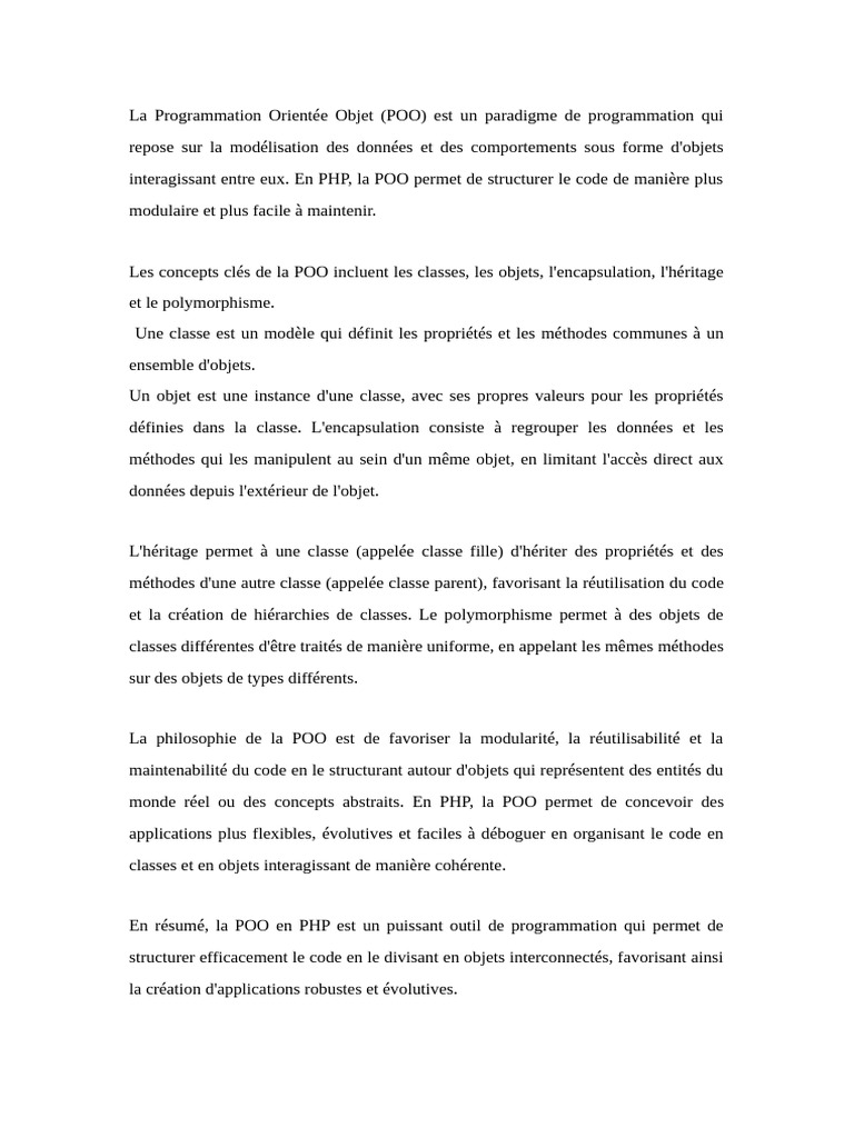 La Programmation Orientée Objet | PDF